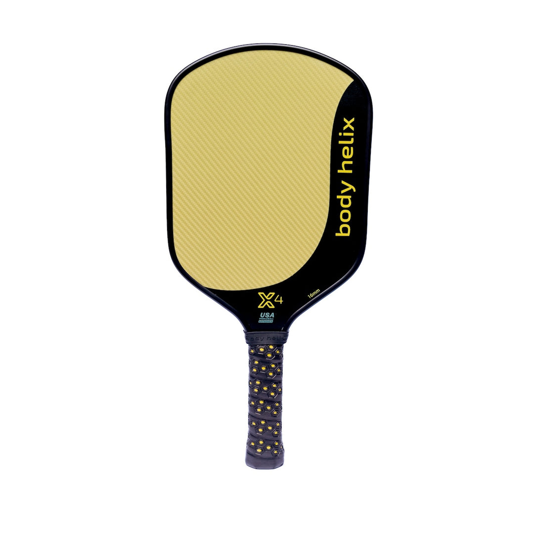 X4 Pickleball Paddle Gold Full Kevlar Face 16mm Aero| body helix